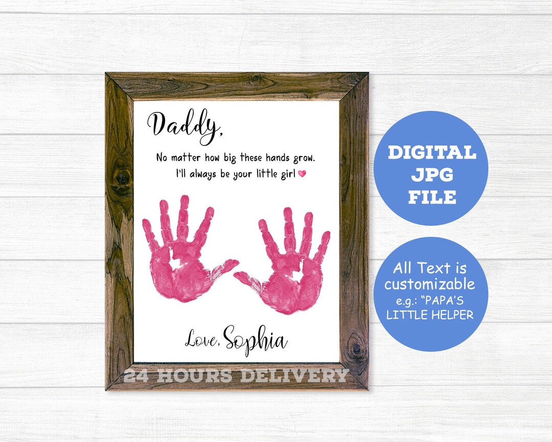 Dad Personalized Name Handprint, Handprint Printable, Fathers Day ...