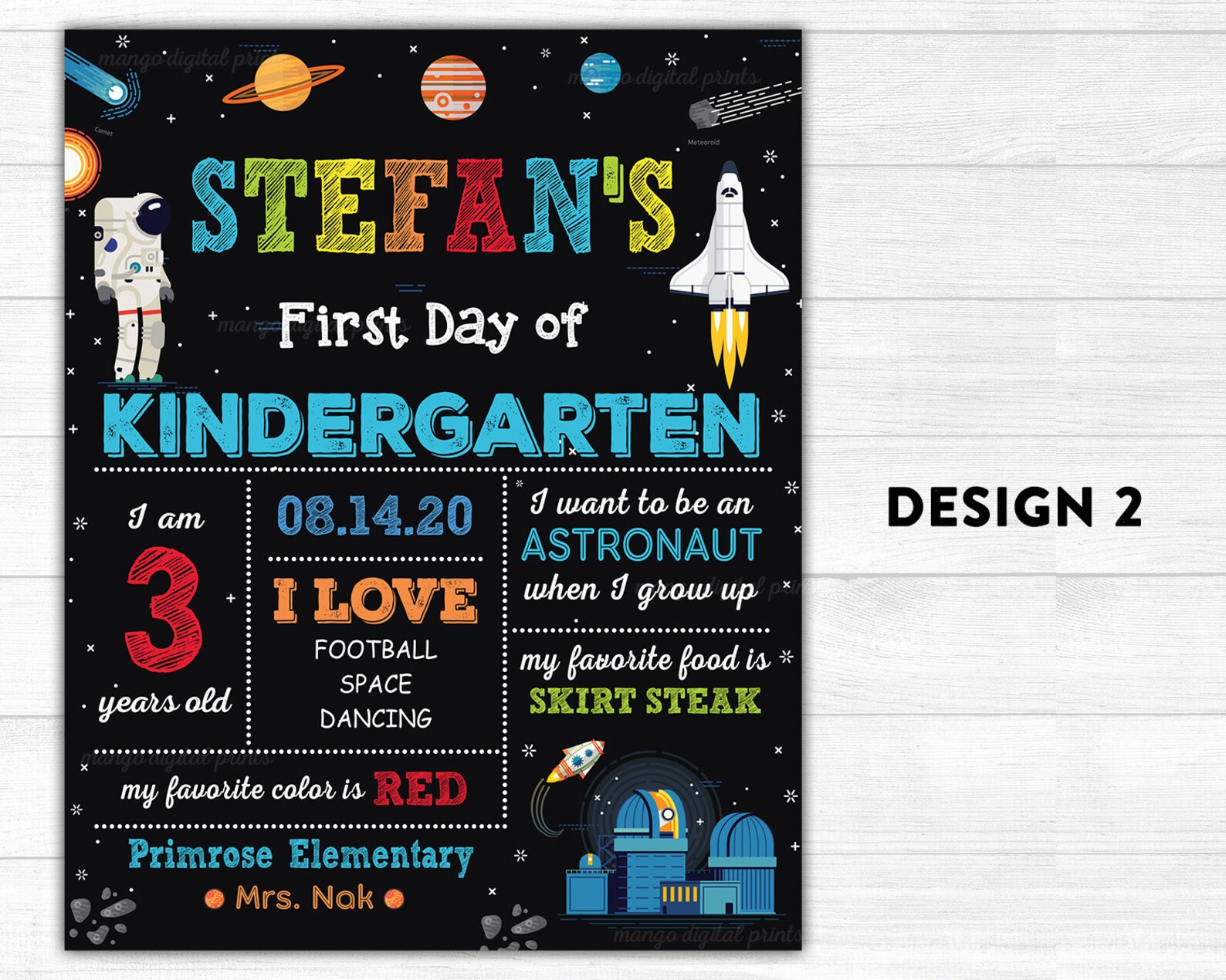 Boy First Day of Kindergarten Sign Printable Instant Download - Etsy