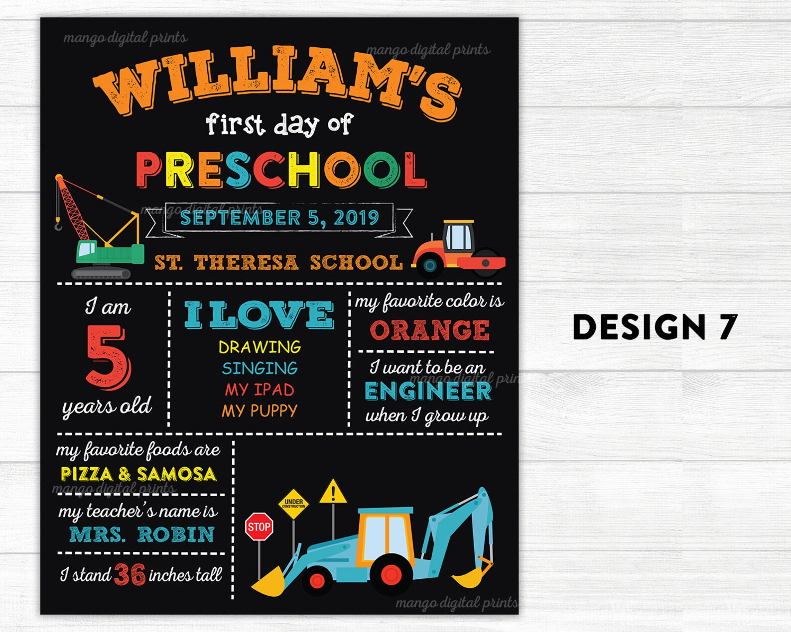 Boy First Day of Kindergarten Sign Printable Instant Download - Etsy
