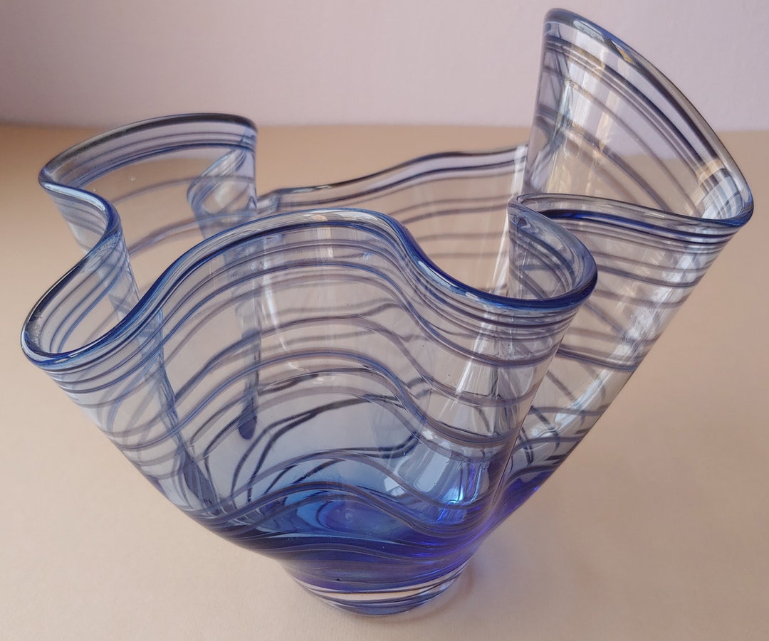 Small Hand-blown Free Form Glass Vessel Vintage 1988 Clear & - Etsy