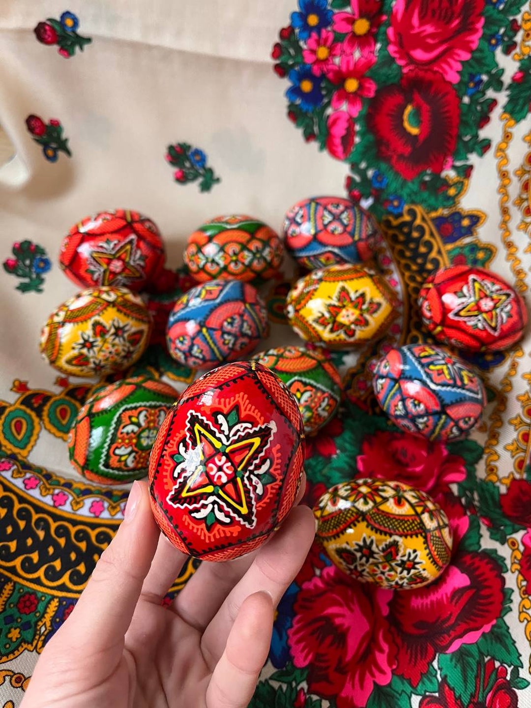 UNIQUE HANDPAINTED UKRAINIAN Set 6 Handmade Easter Egg New Wooden ...