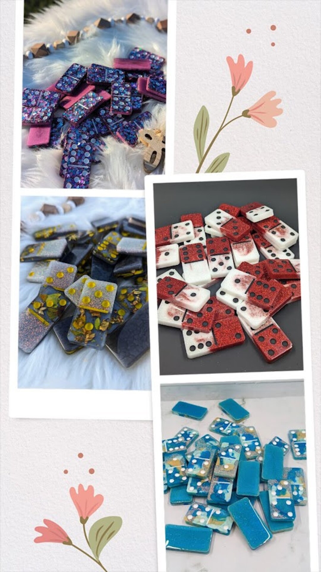 Custom Made Domino Set, Handmade Resin Dominoes, Family Game Night ...