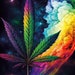 Trippy Tapestry Marijuana Leaf Symbol V1 Colorful UV Backdrop XL Dark Tapestry Psychedelic Uv ...