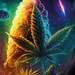 Trippy Tapestry - Marijuana Leaf Symbol V2 - Colorful UV Backdrop XL Dark Tapestry Psychedelic ...