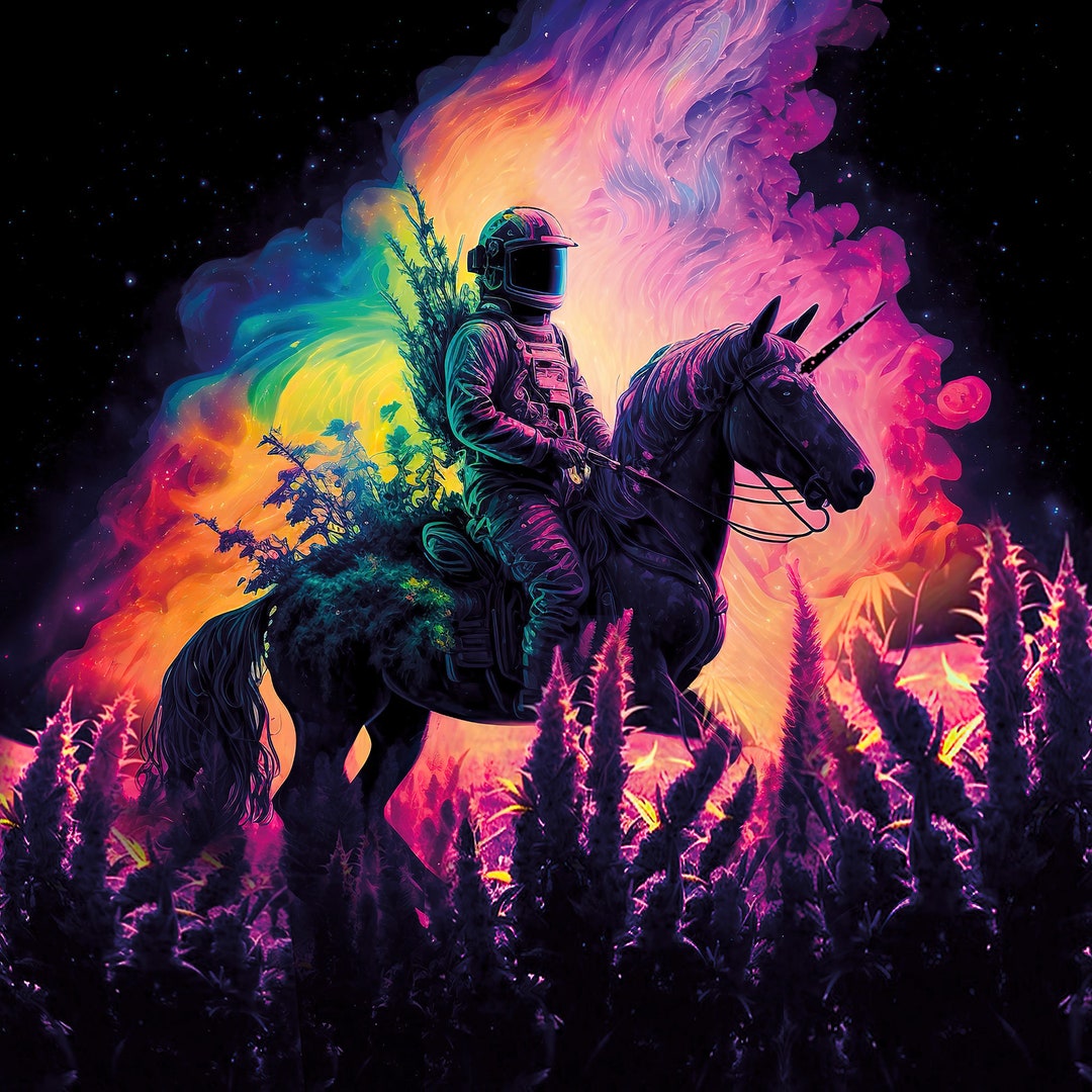 Trippy Tapestry - Marijuana Astronaut V16 - Colorful UV Backdrop XL Dark Tapestry Psychedelic Uv ...