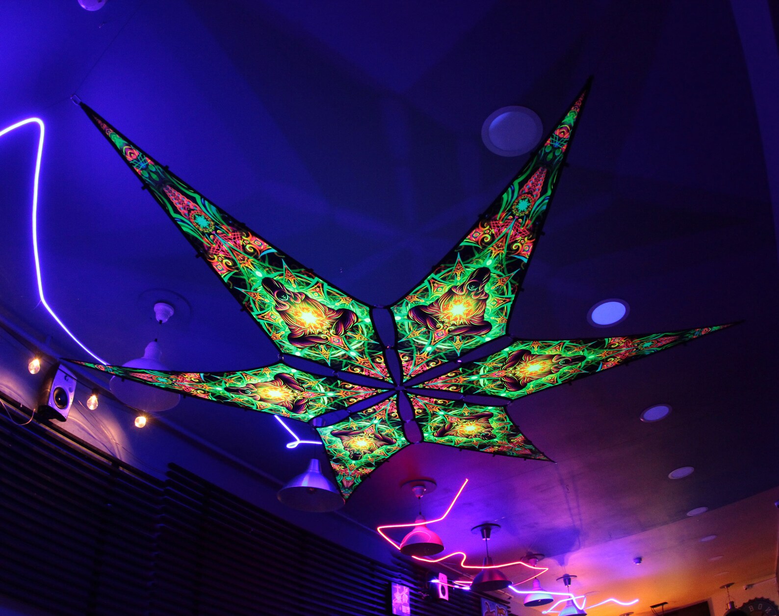 Ceiling Decoration - Psychedelic Uv-reactive Canopy – 6 Petals Set ...