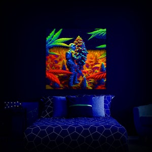 Trippy Tapestry Marijuana Astronaut V2 Colorful UV Backdrop XL Dark Tapestry Psychedelic Uv ...