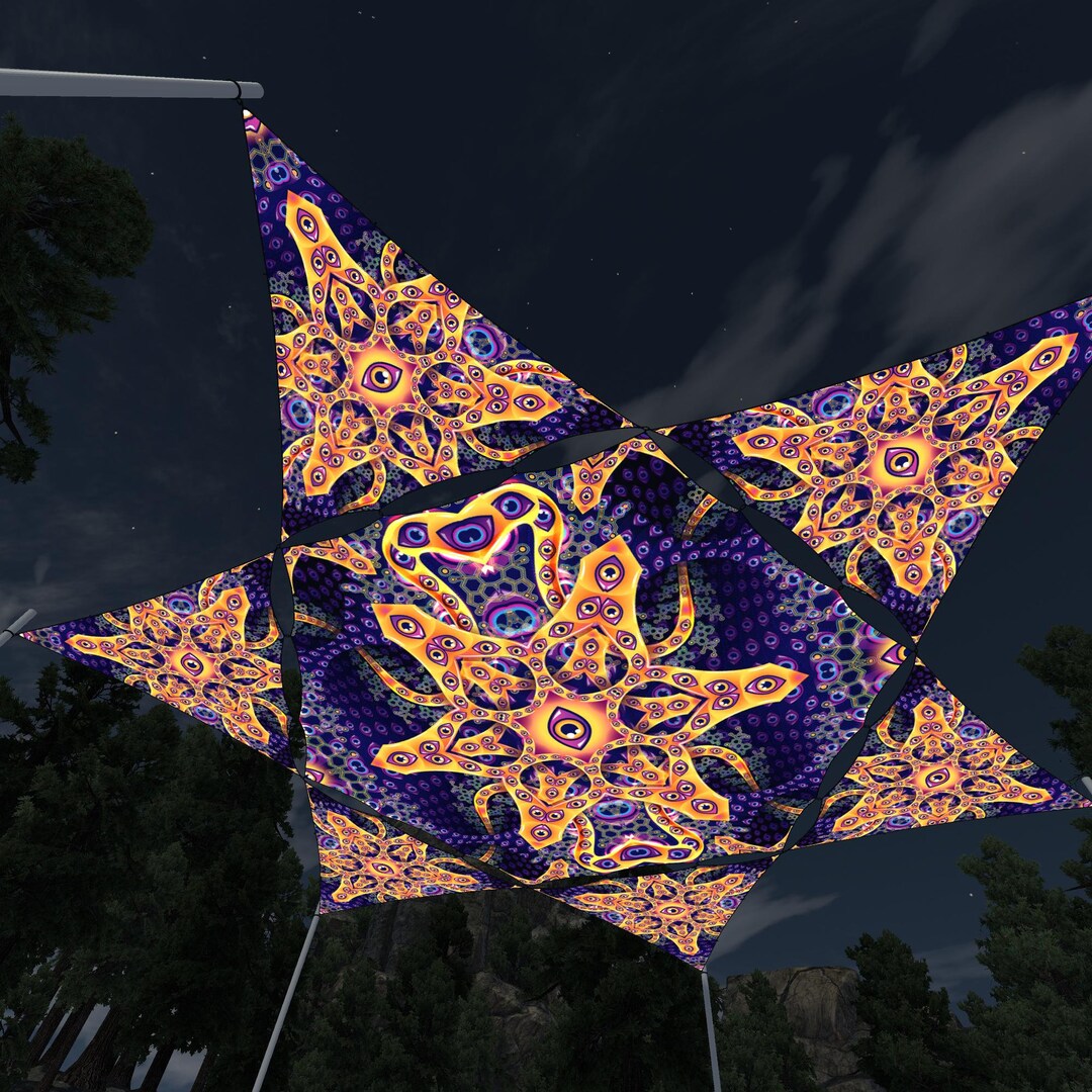 Ceiling Decoration Hexagon and 6 Triangles Psychedelic Uv-reactive ...