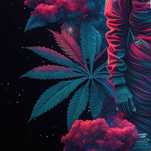 Stoner Valentine Trippy Tapestry Marijuana Astronauts Couple V2 Colorful UV Backdrop Psychedelic ...