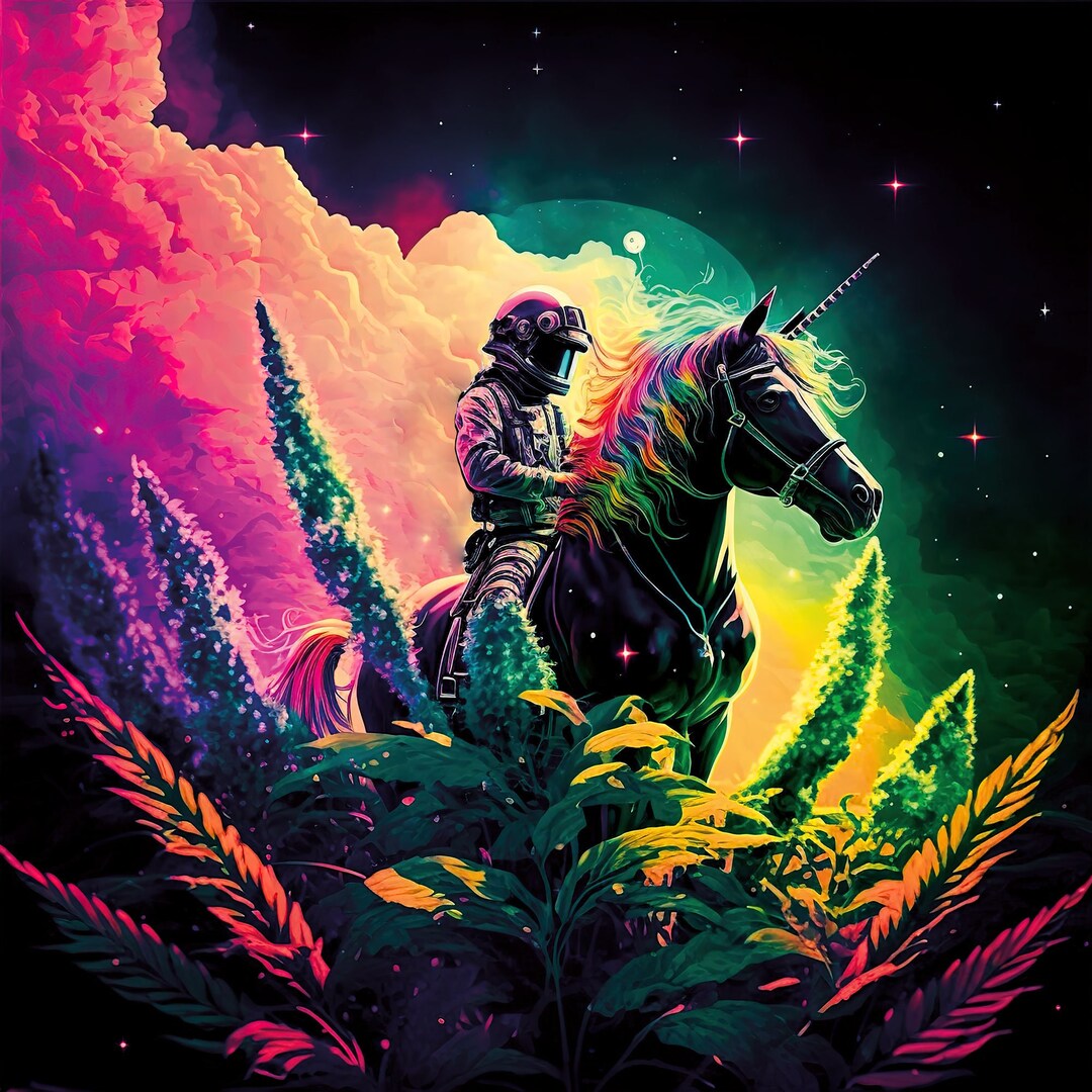 Trippy Tapestry Marijuana Astronaut V14 Colorful UV Backdrop XL Dark Tapestry Psychedelic Uv ...