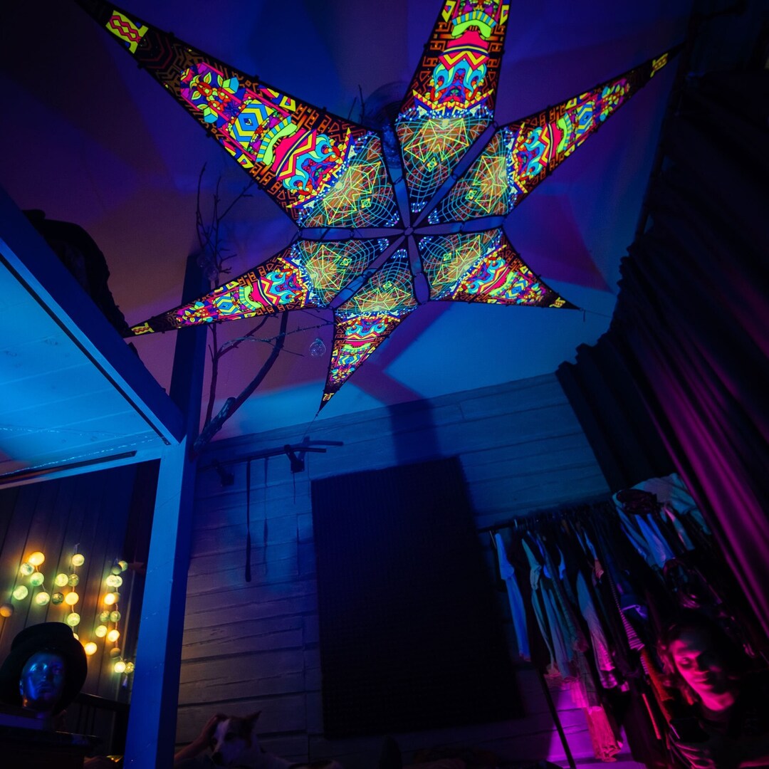 Ceiling Decoration Psychedelic Uv-reactive Canopy 6 Petals Set Design ...
