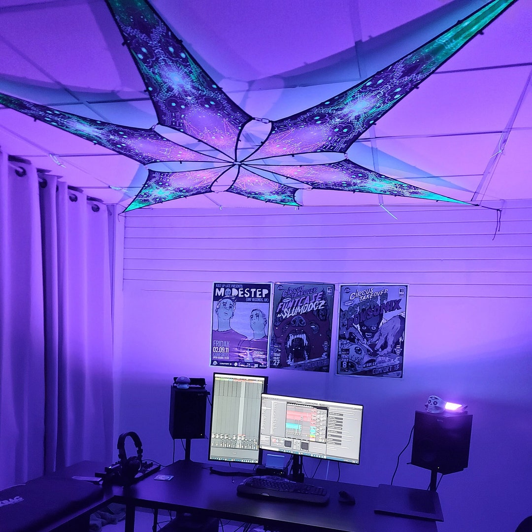 Psychedelic Canopy UV Reactive Abstract Trippy Shade Sail Indoor ...