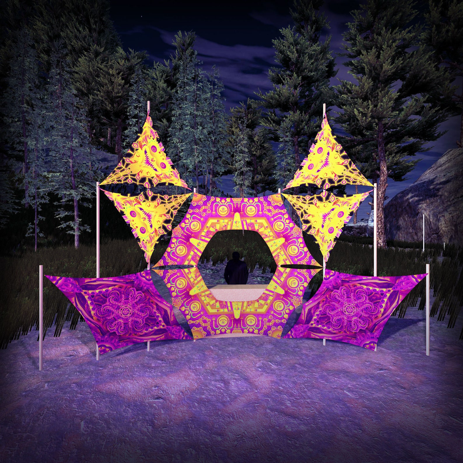 Dj-stage Decor Psychedelic Uv-reactive Party Decoration - Etsy