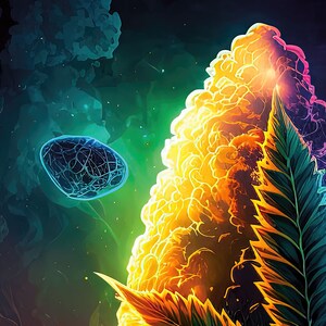 Trippy Tapestry - Marijuana Leaf Symbol V2 - Colorful UV Backdrop XL Dark Tapestry Psychedelic ...