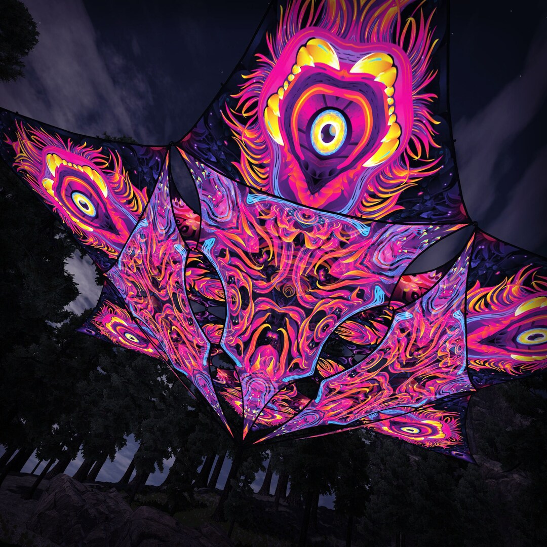 Ceiling Decoration Uv-reactive Canopy Psychedelic Party Decoration ...