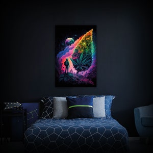 Trippy Tapestry Marijuana Astronaut V7 Colorful UV Backdrop XL Dark Tapestry Psychedelic Uv ...