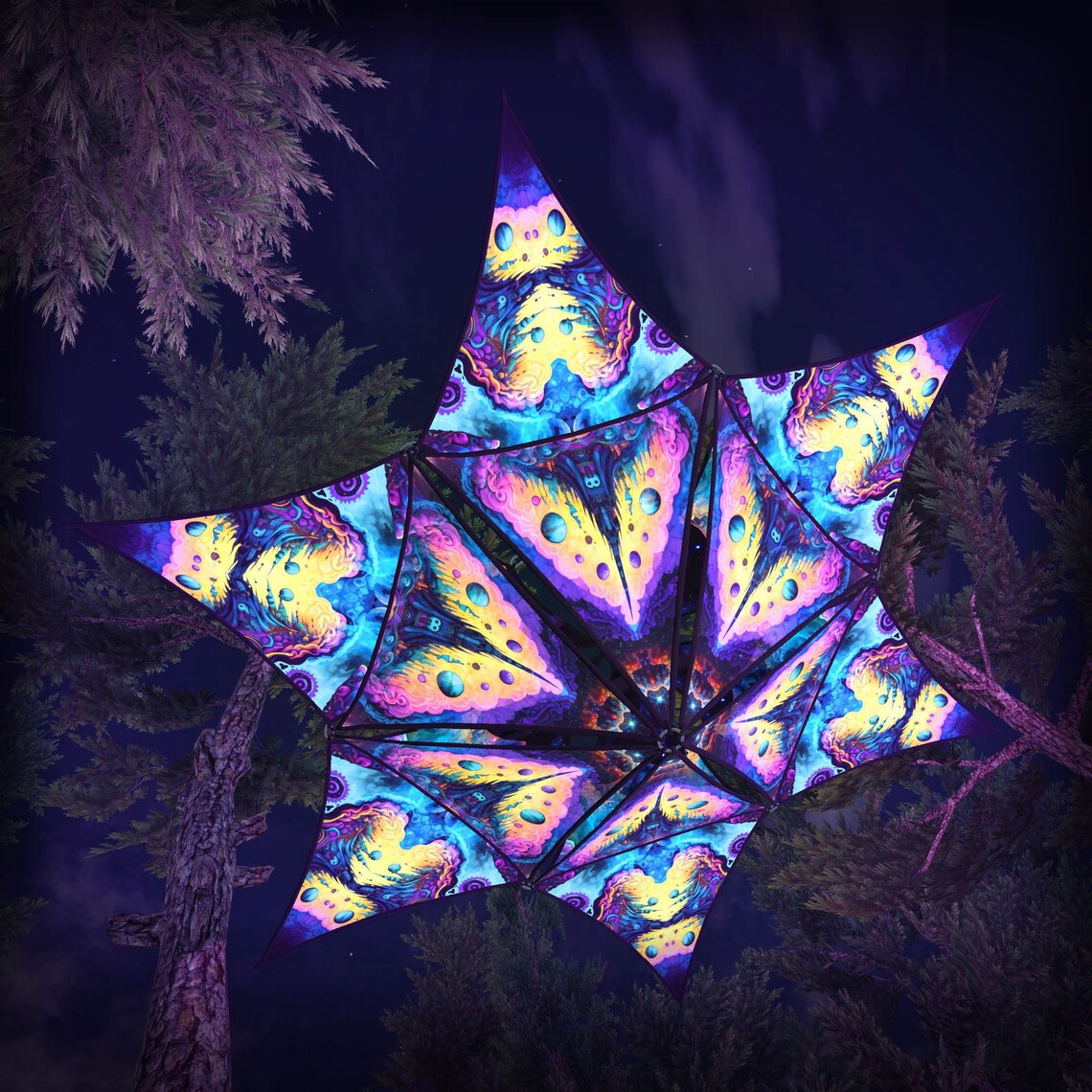Ceiling Decoration Uv-reactive Canopy Psychedelic Party Decoration ...