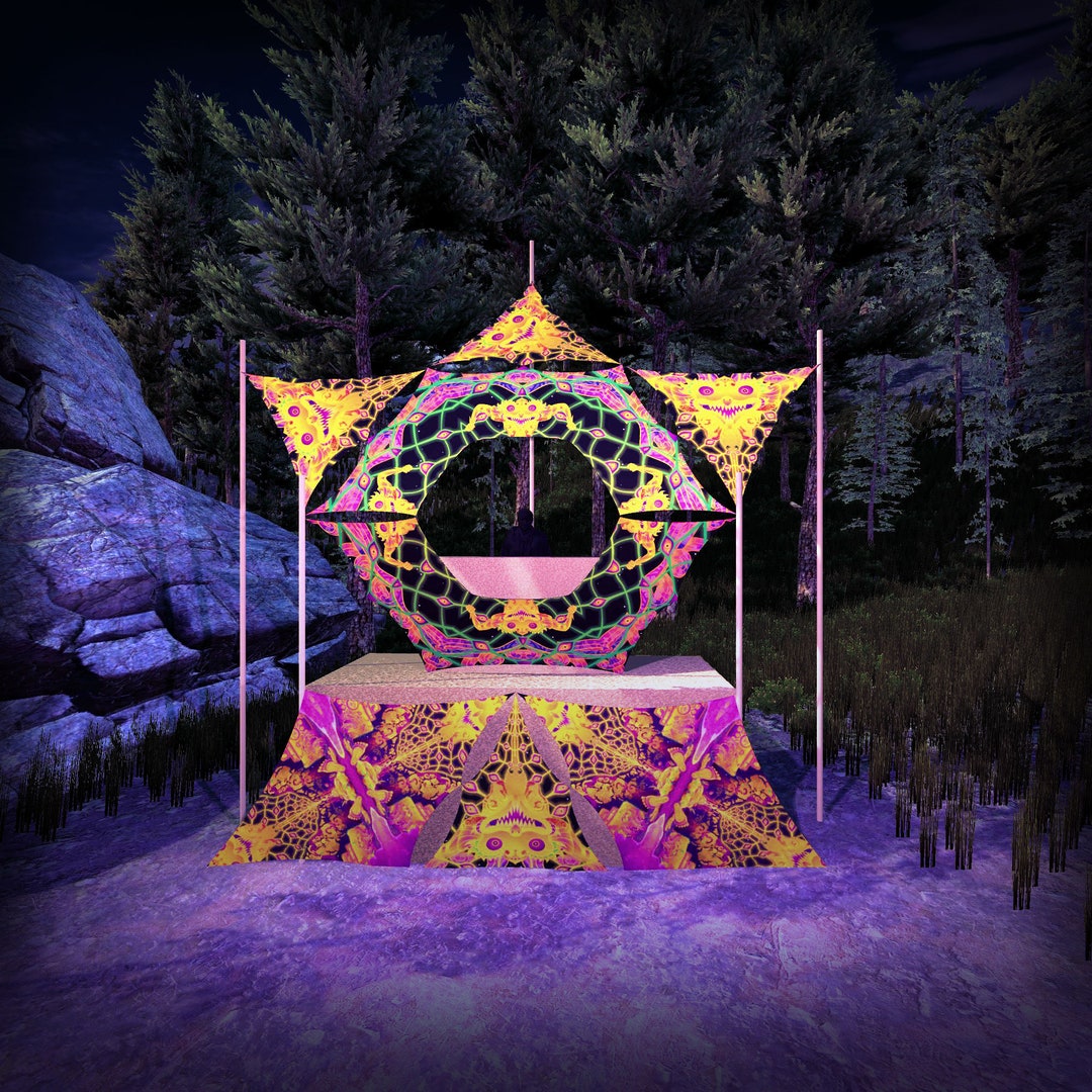 Dj-stage Decor - Psychedelic Uv-reactive Party Decoration - Design Set ...