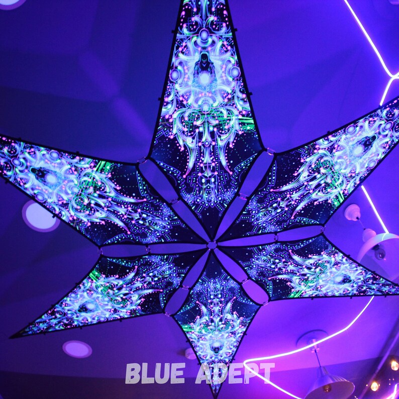 Ceiling Decoration Psychedelic Uv-reactive Canopy 6 Petals - Etsy