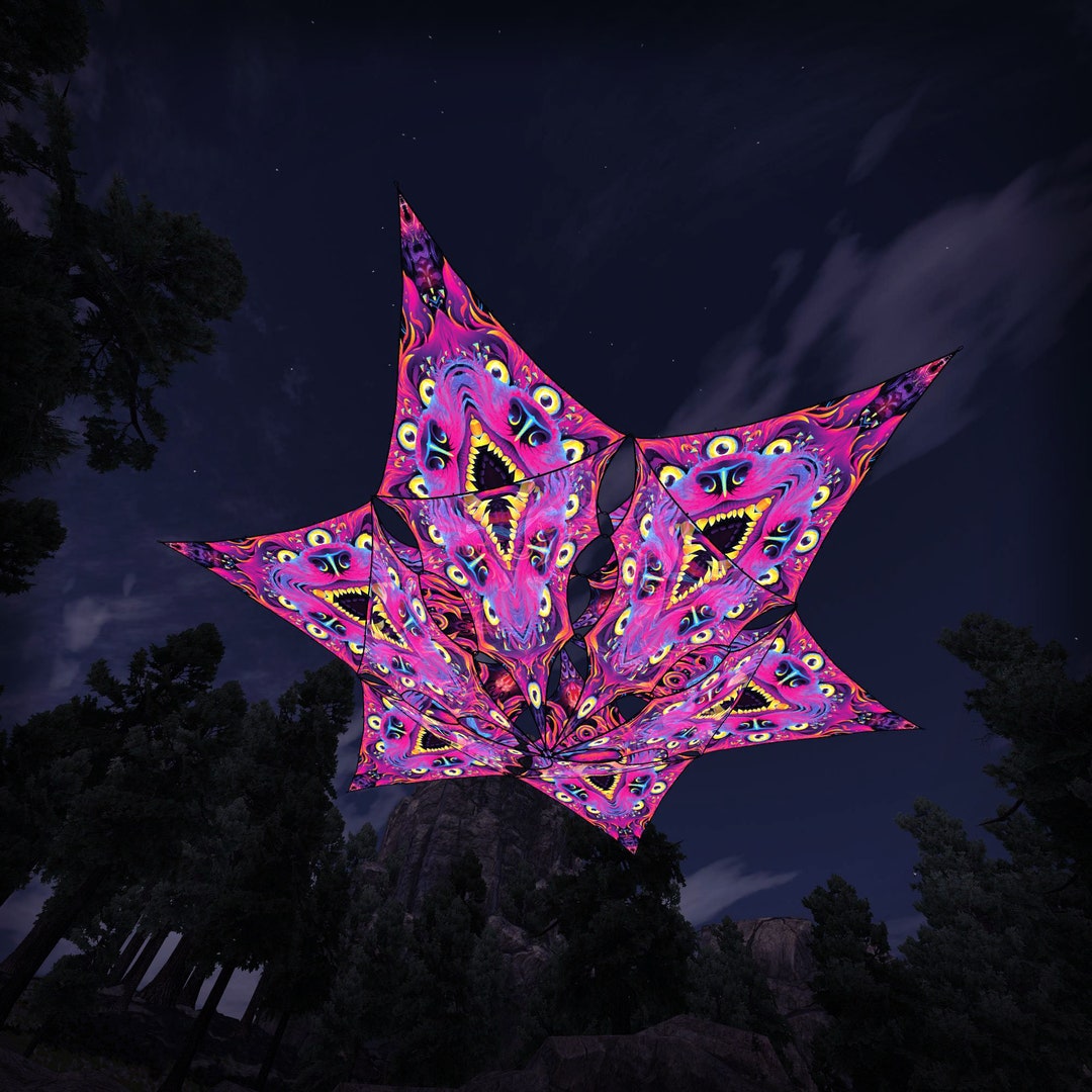 Ceiling Decoration Uv-reactive Canopy Psychedelic Party Decoration ...