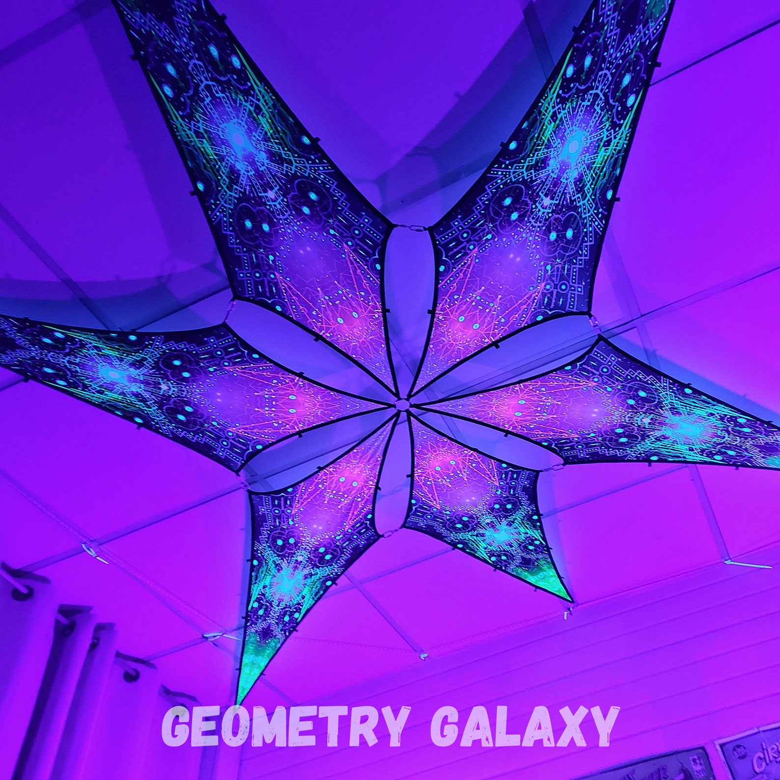Ceiling Decoration - Psychedelic Uv-reactive Canopy – 6 Petals Sets ...