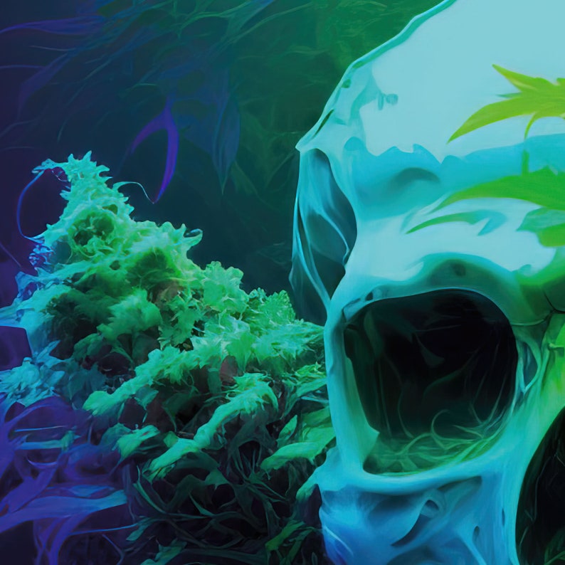 Trippy Tapestry Marijuana Skull V2 Colorful UV Backdrop - Etsy