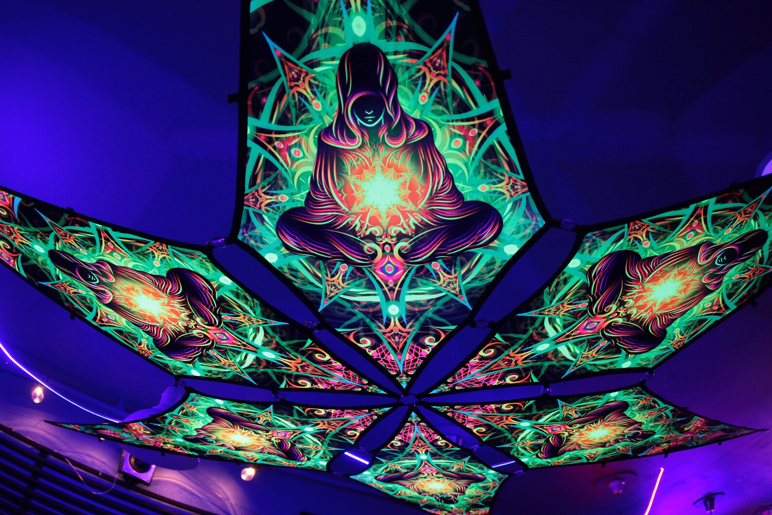 Ceiling Decoration Psychedelic Uv-reactive Canopy 6 Petals - Etsy