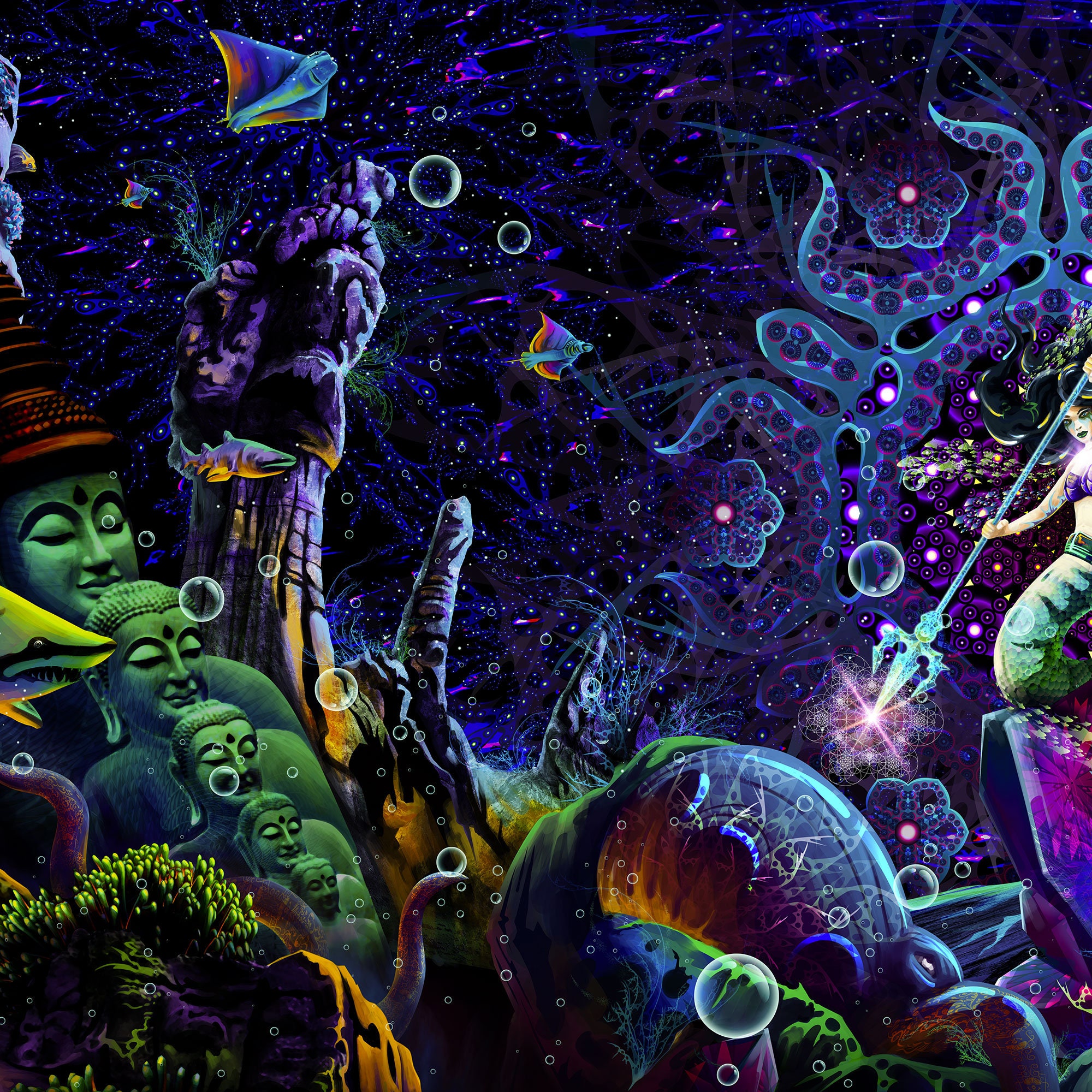 Epic Underwater Kingdom - Dj-booth Decoration – Psychedelic Uv-reactive ...