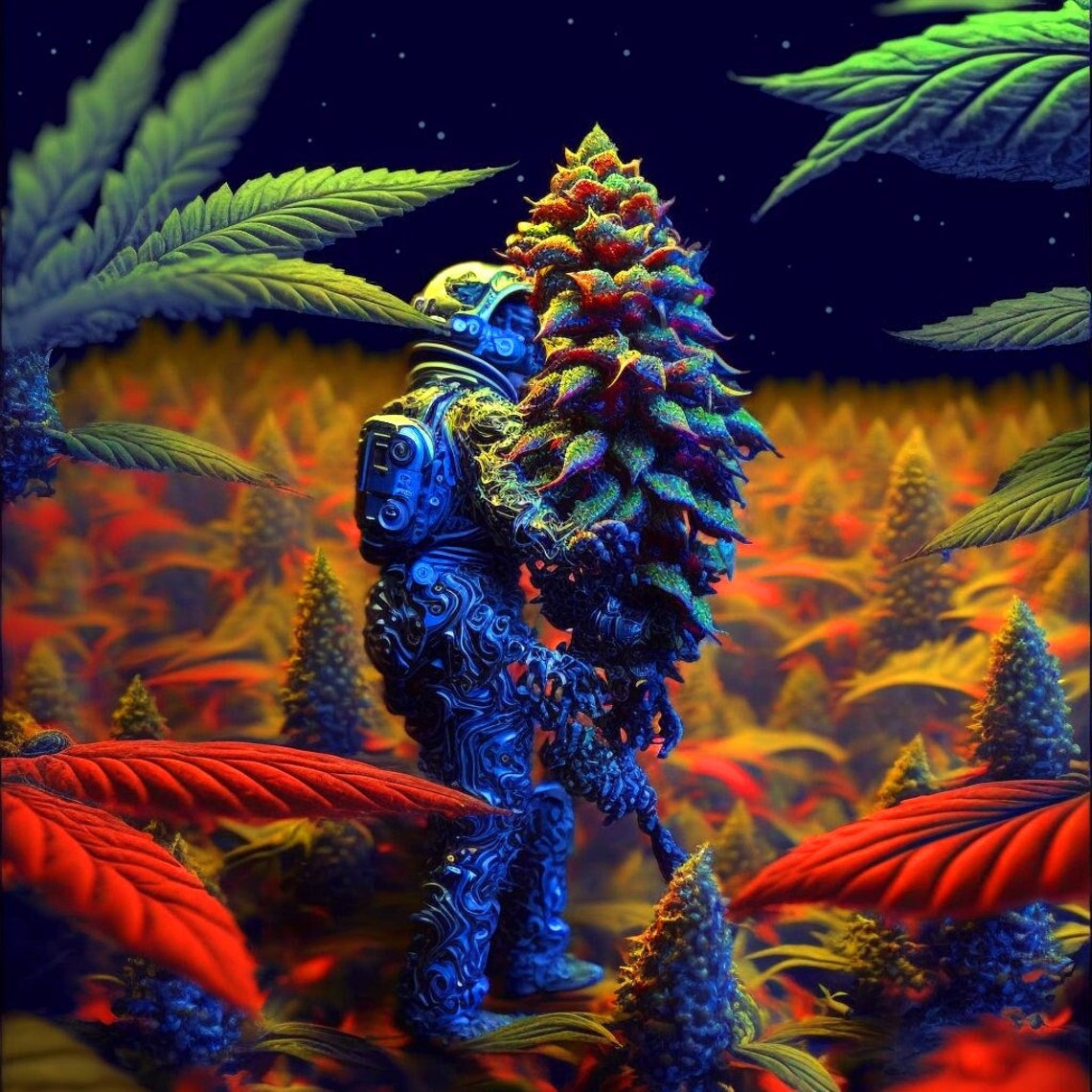 Trippy Tapestry Marijuana Astronaut V2 Colorful UV - Etsy