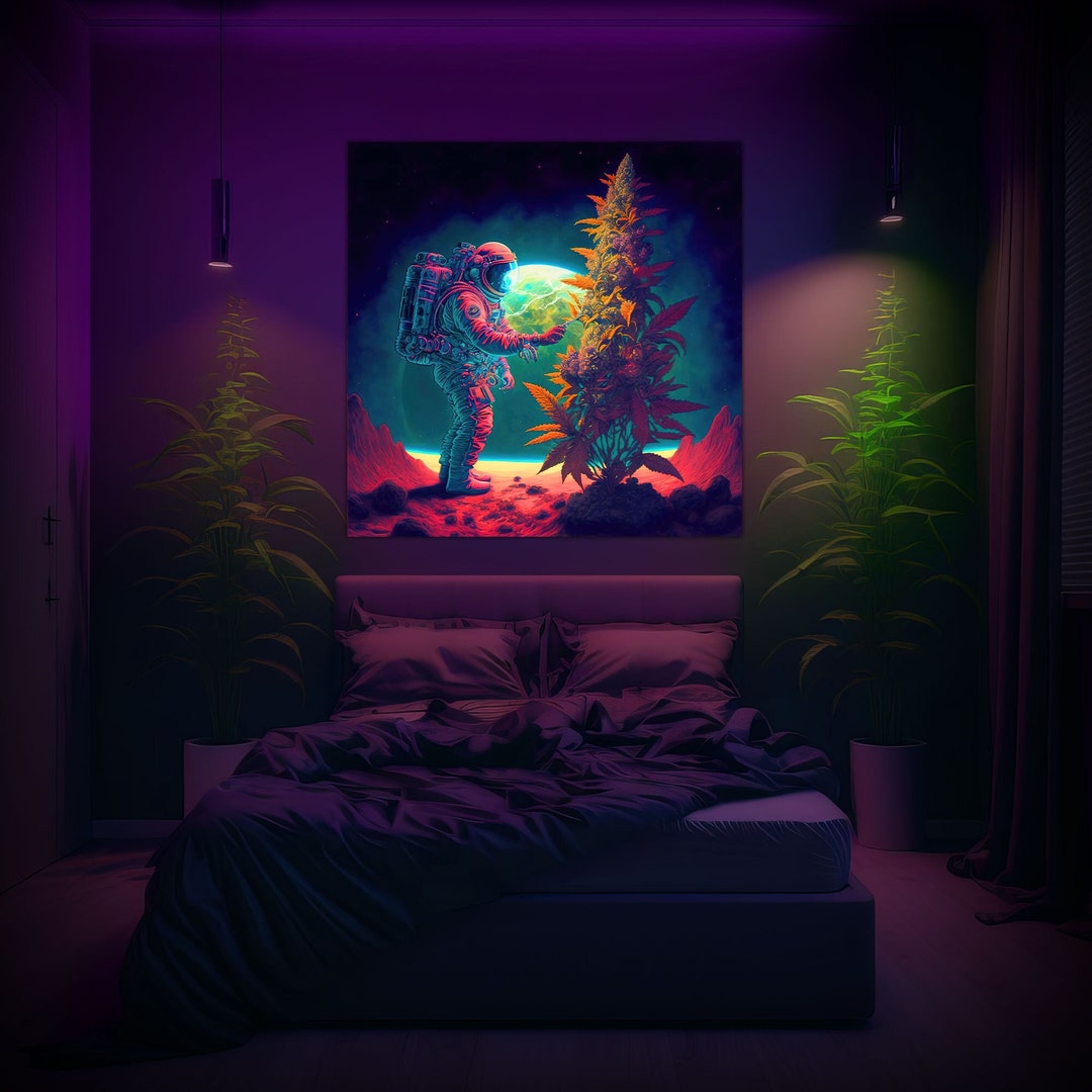 Trippy Tapestry Marijuana Astronaut V3 Colorful UV Backdrop XL Dark Tapestry Psychedelic Uv ...