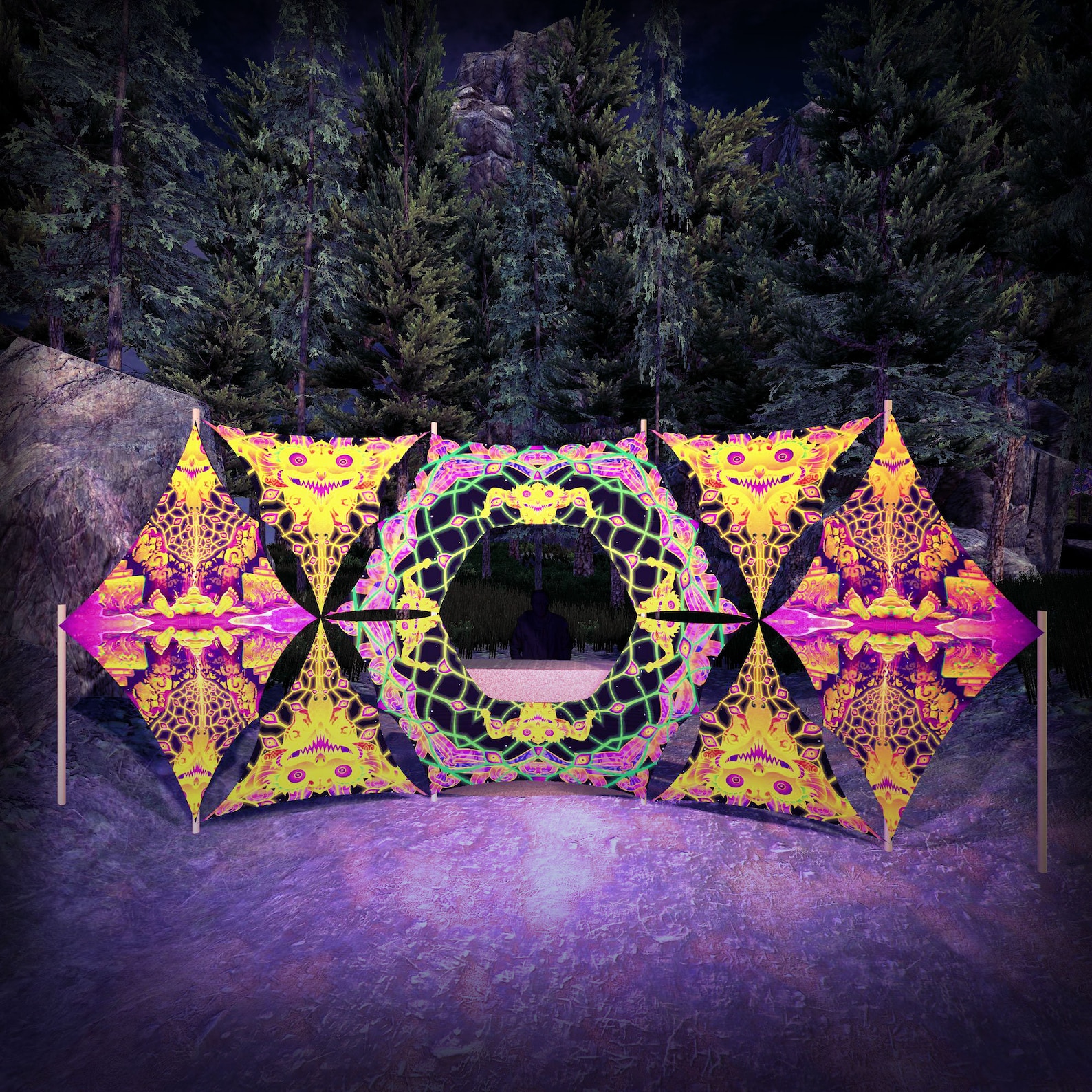 Dj-stage Decor Psychedelic Uv-reactive Party Decoration Design Set Lb ...