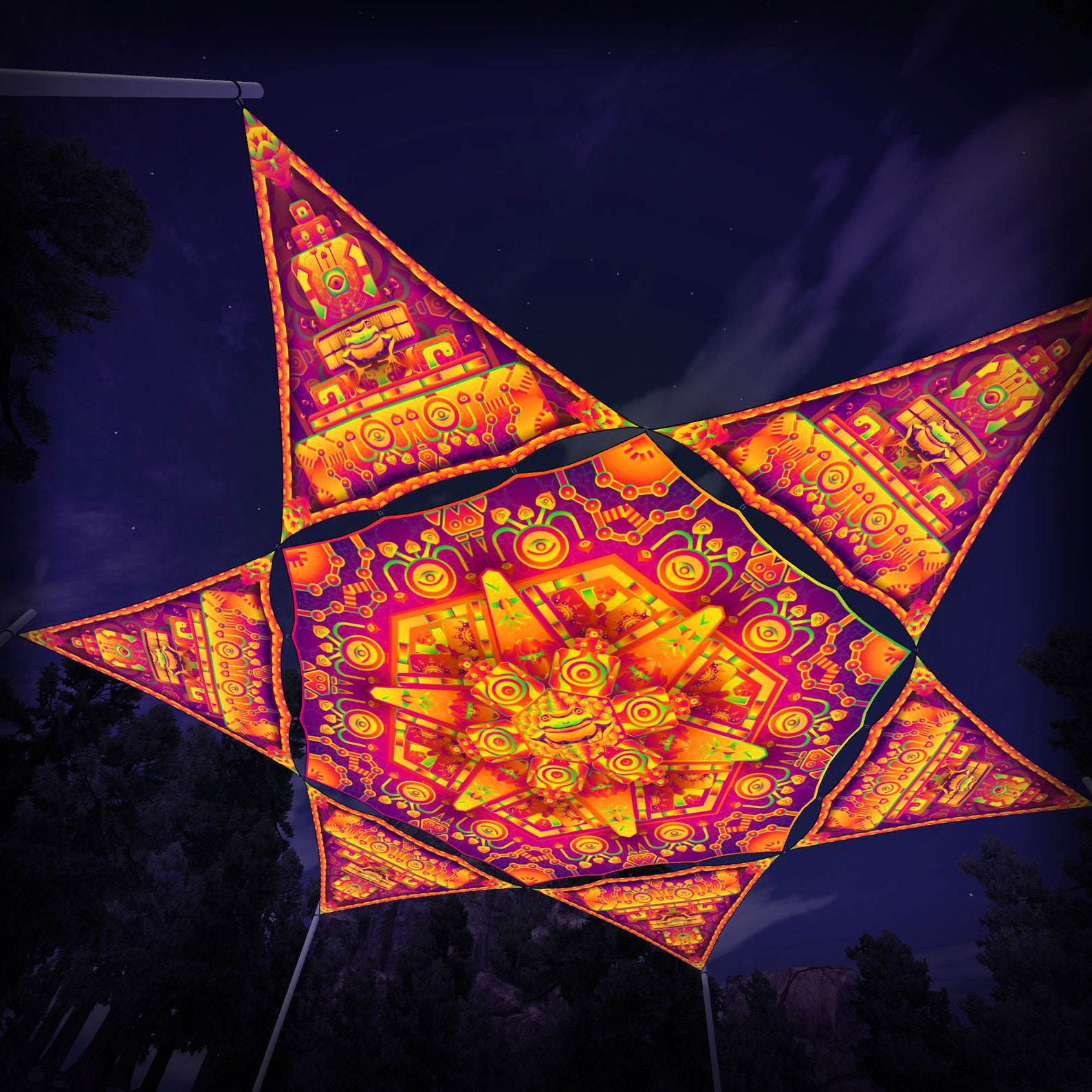 Ceiling Decoration Hexagon and 6 Triangles Psychedelic Uv-reactive ...