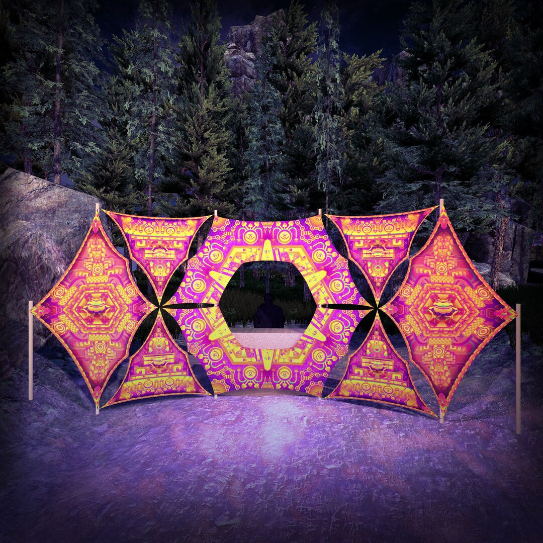 Dj-stage Decor - Psychedelic Uv-reactive Party Decoration - Design Set ...