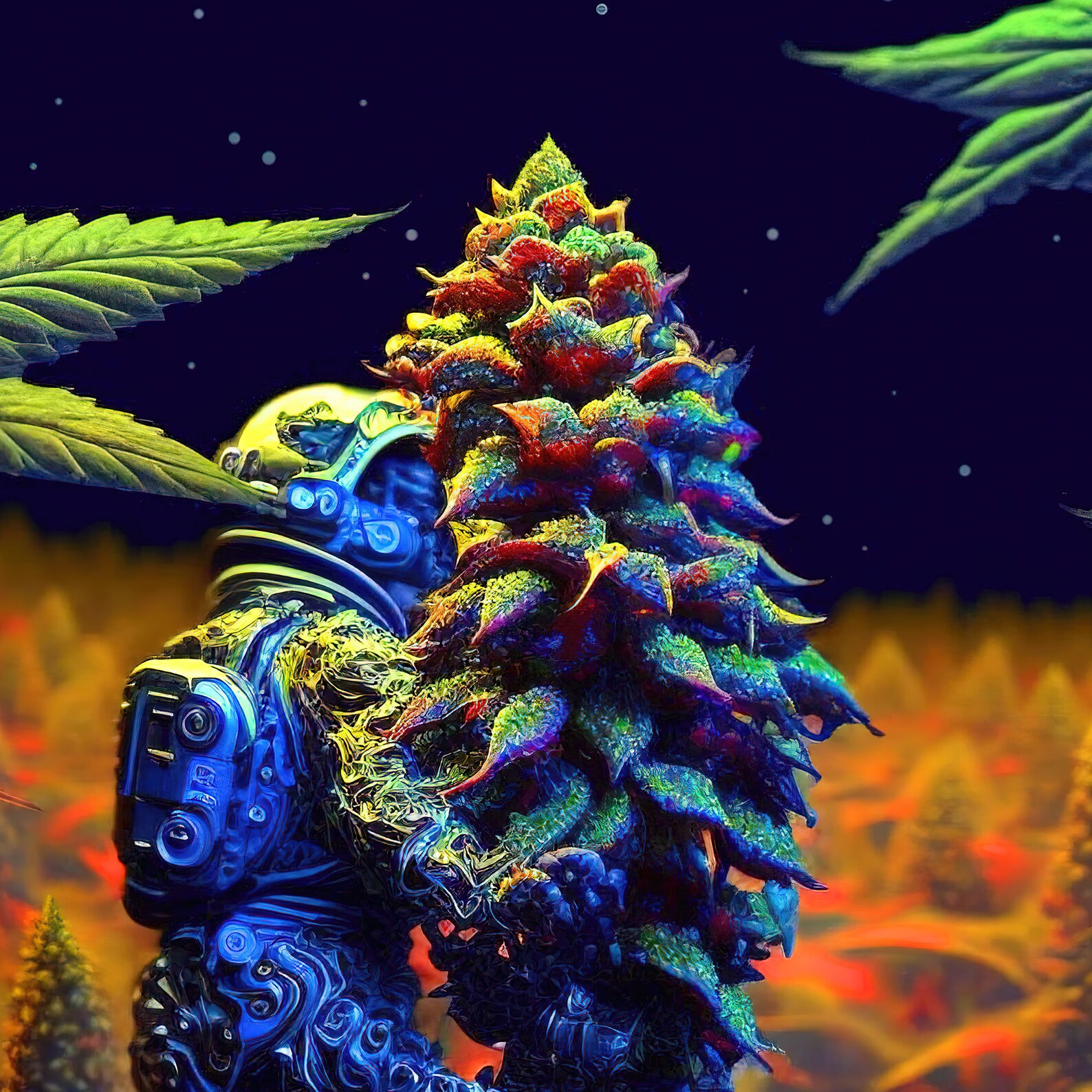 Trippy Tapestry Marijuana Astronaut V2 Colorful UV - Etsy