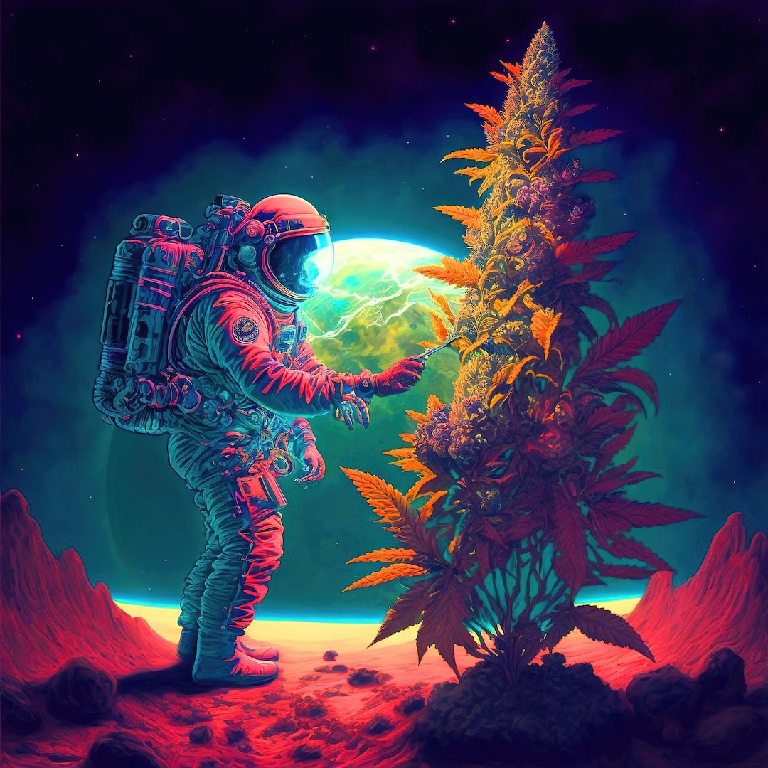 Trippy Tapestry Marijuana Astronaut V3 Colorful UV Backdrop XL Dark Tapestry Psychedelic Uv ...