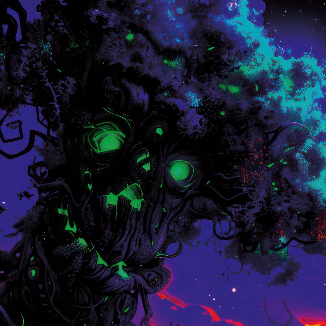 Halloween Backdrop Scary Trees TR004 - Colorful UV Backdrop XL Dark ...