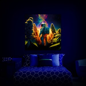 Trippy Tapestry Marijuana Astronaut V12 Colorful UV Backdrop XL Dark Tapestry Psychedelic Uv ...