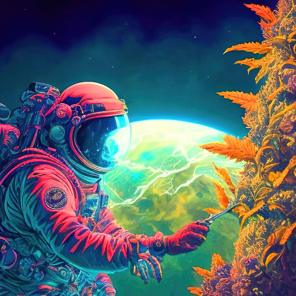 Trippy Tapestry Marijuana Astronaut V3 Colorful UV - Etsy