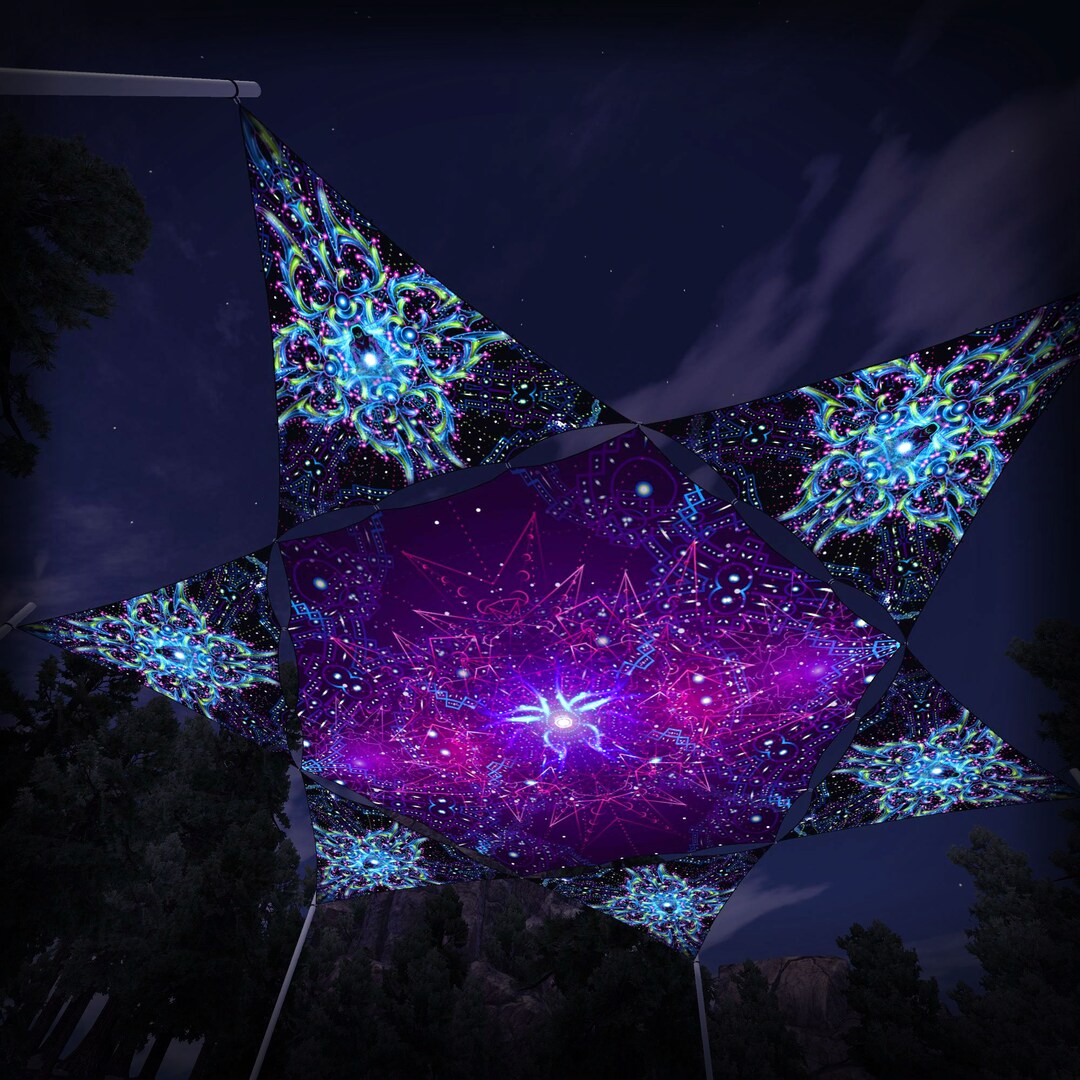 Ceiling Decoration Hexagon and 6 Triangles Psychedelic Uv-reactive ...