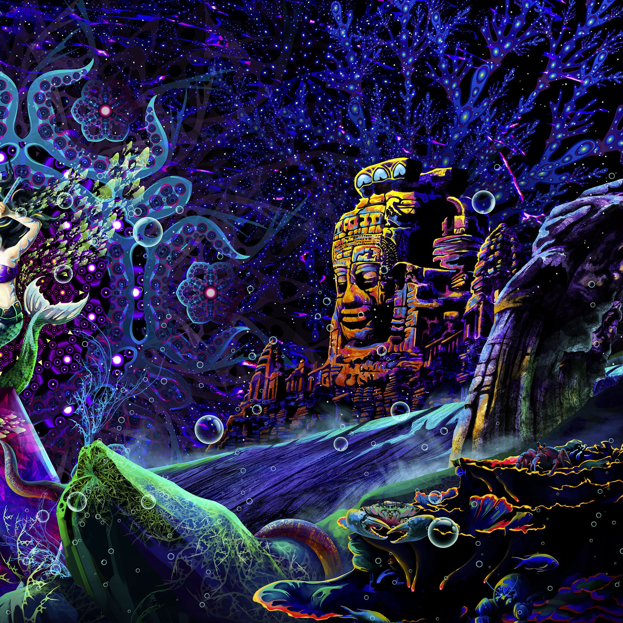 Epic Underwater Kingdom - Dj-booth Decoration – Psychedelic Uv-reactive ...