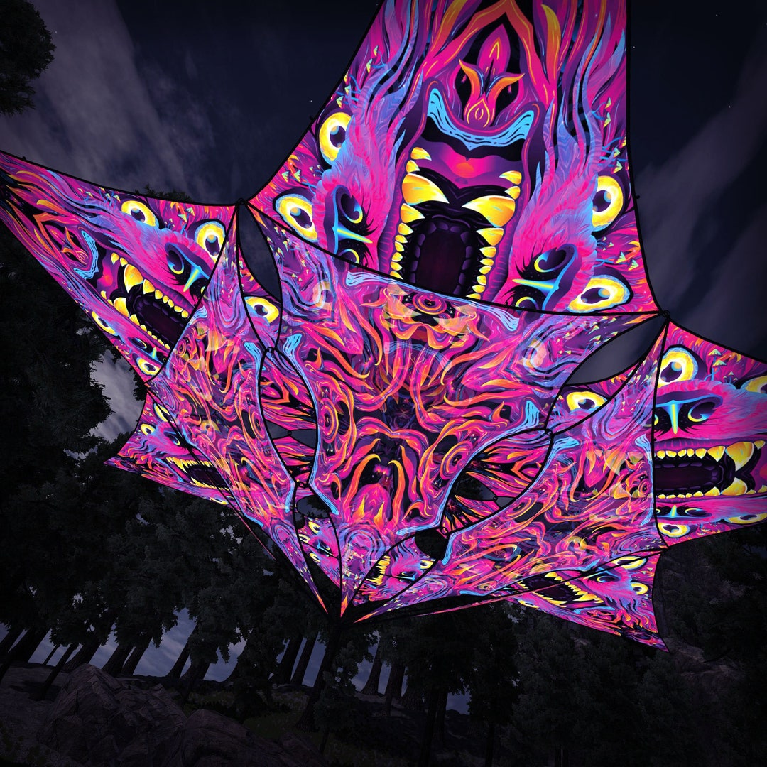 Ceiling Decoration Uv-reactive Canopy Psychedelic Party Decoration ...