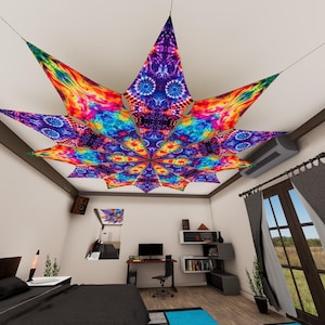 Ceiling Decoration With a Tie-dye Print V4 - Psychedelic Uv-reactive ...