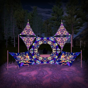 Dj-stage Decor - Psychedelic Uv-reactive Party Decoration - Design Set ...