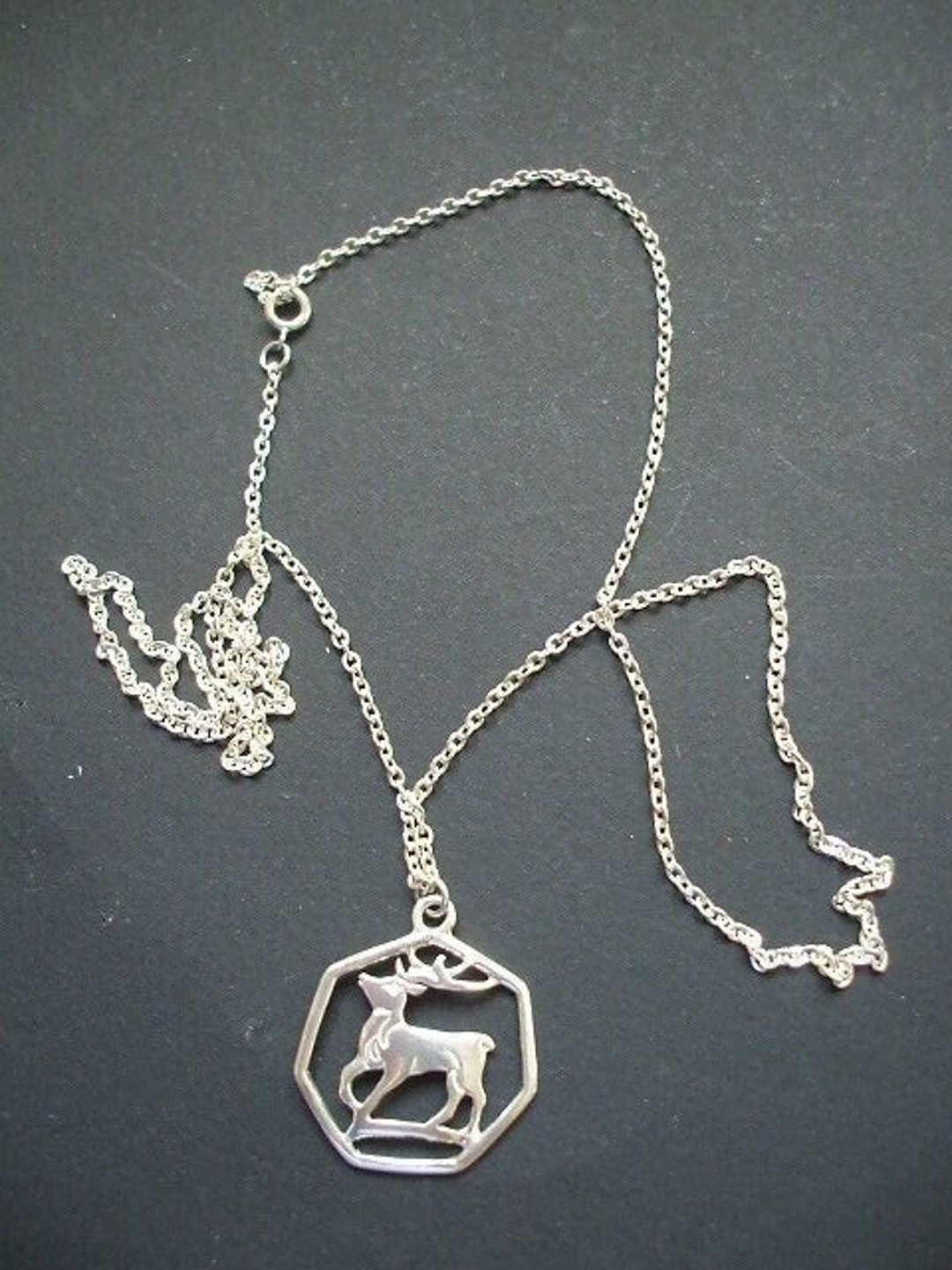 Sterling Silver Edinburgh Castle Hallmark Stag Heptagon Pendant - Etsy