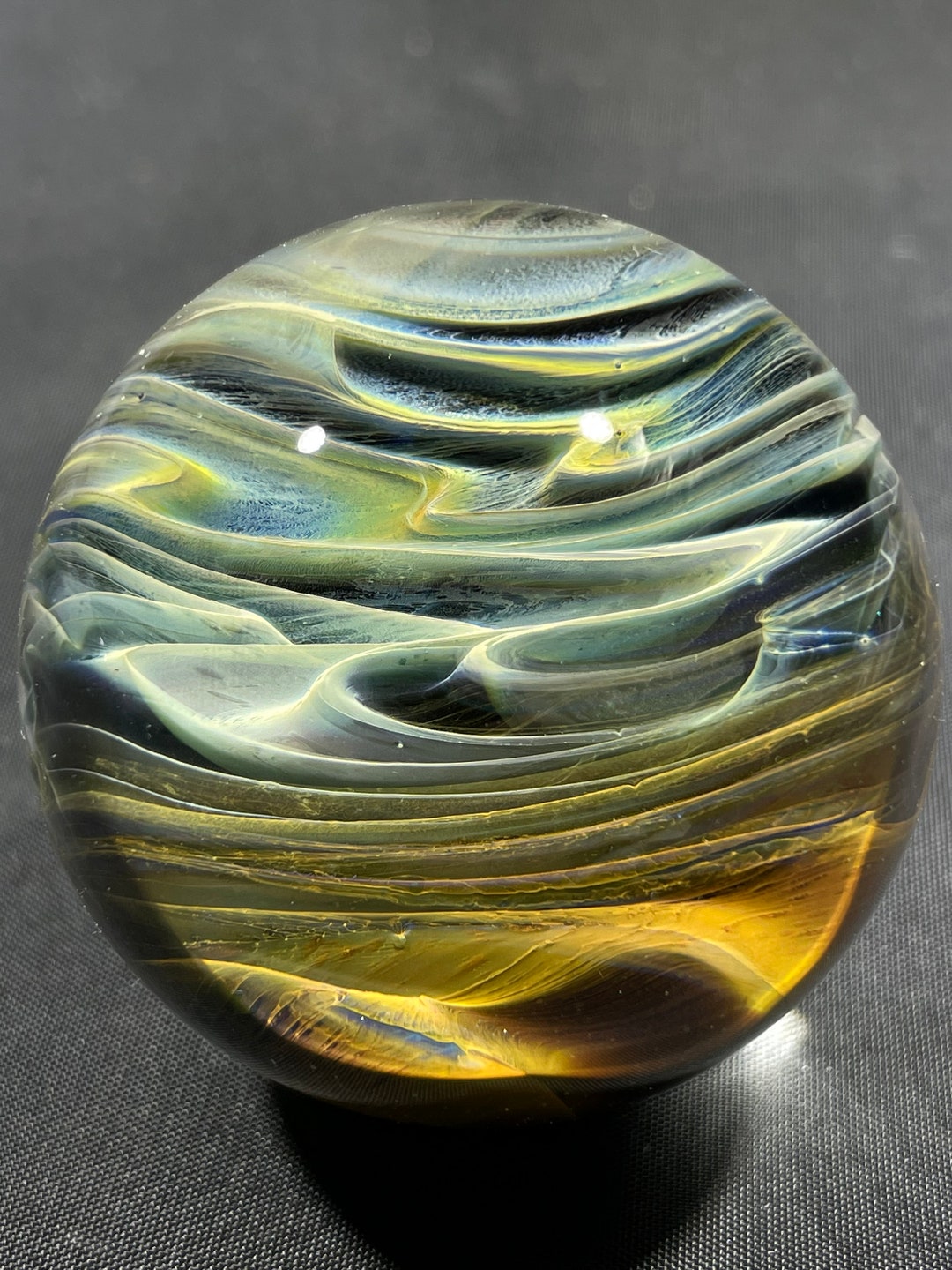1.56 in Silver and Gold Fumed Glass Landscape Marble Fumescape 12 of ...
