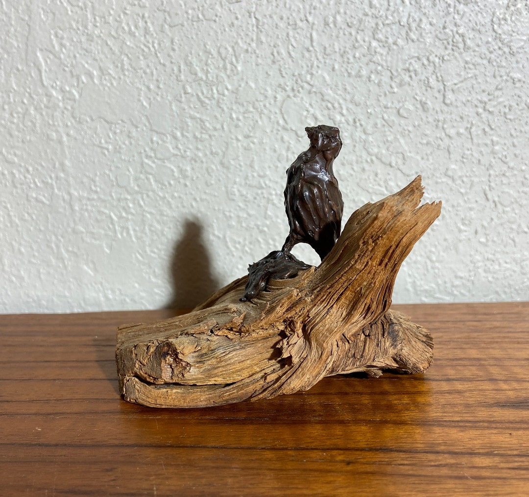 Miniature Metal Quail Sculpture on Driftwood - Etsy