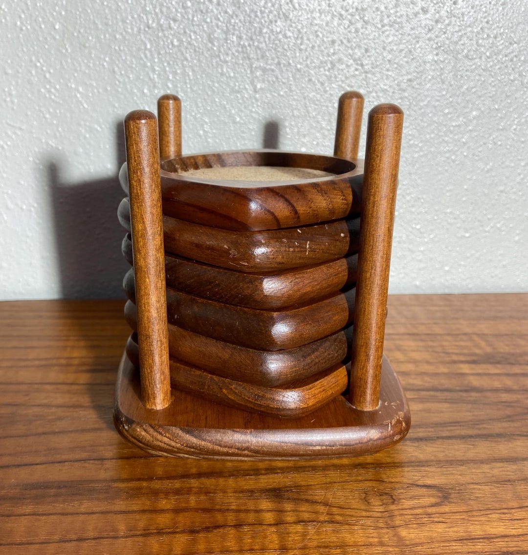 Set of 6 Vintage Coasters With Rack - Etsy