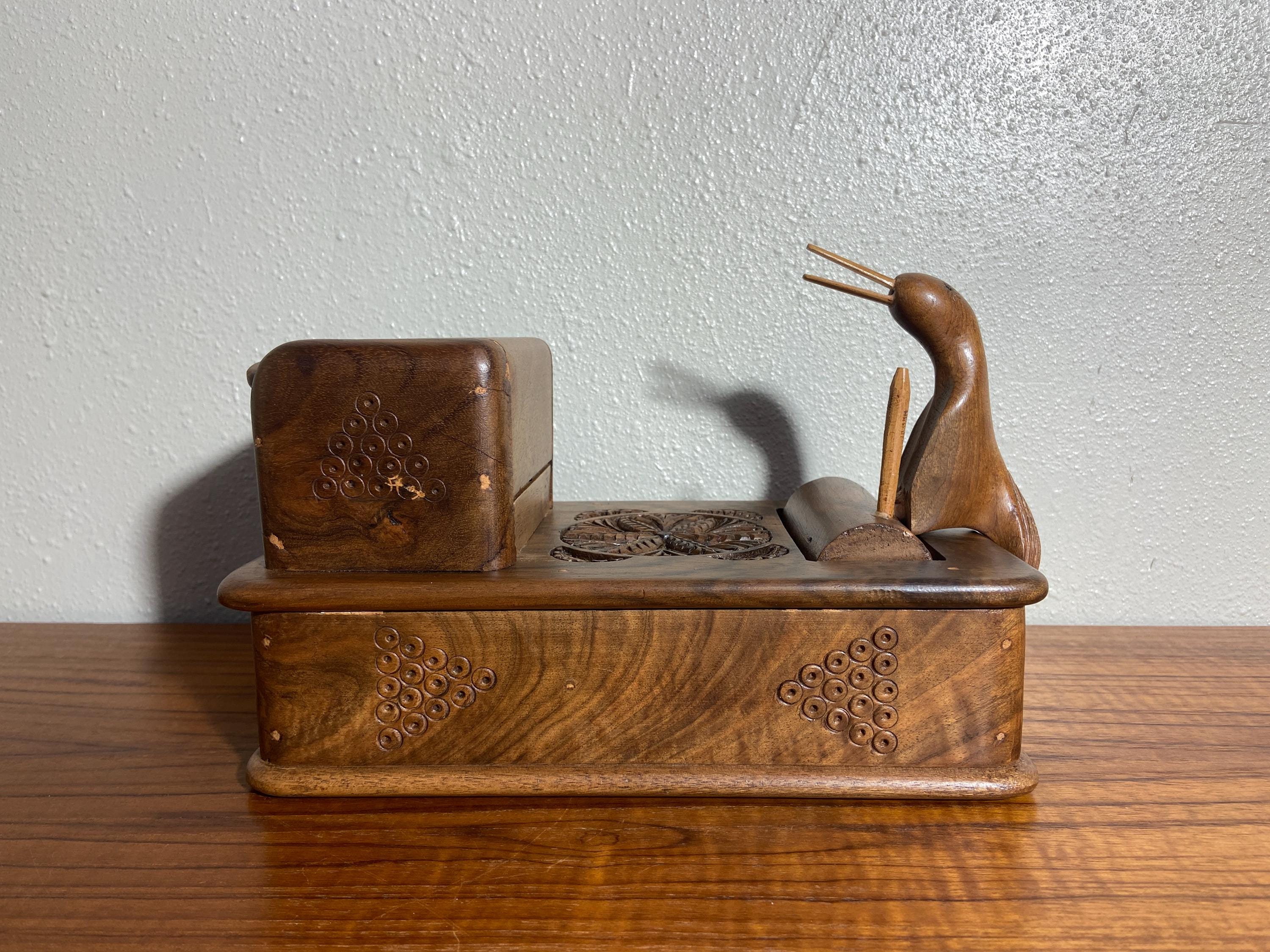 Vintage Wood Mechanical Cigarette Box Dispenser With Pecking Bird - Etsy