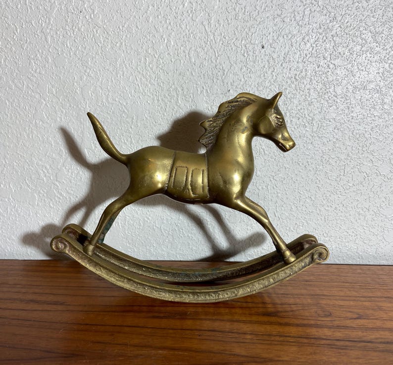 Vintage Brass Rocking Horse Decor - Etsy