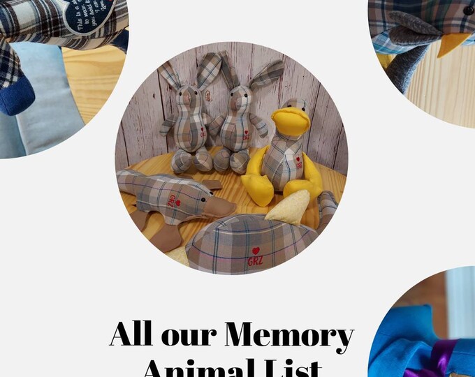 Memory Animals, Complete List of Animals - Etsy